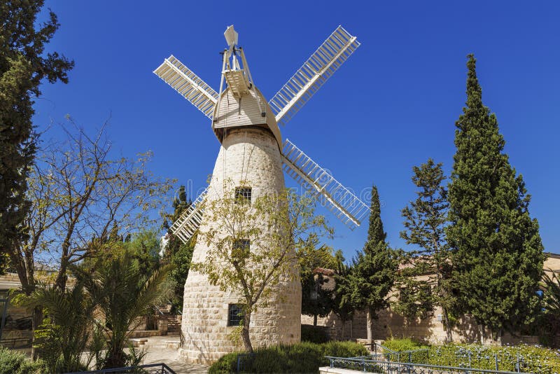 The Montefiore Windmill. Jerusalem Stock Image - Image of beautiful ...
