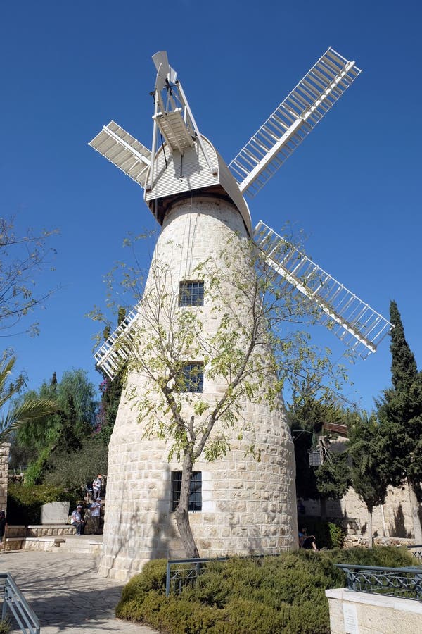 Montefiore Windmill in Jerusalem Stock Photo - Image of quarter ...