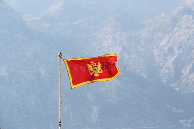 Montenegro Flag in Kotor Citadel, Montenegro Stock Image - Image of ...