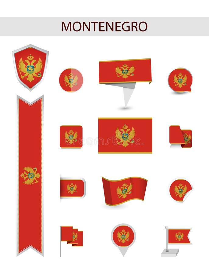 Montenegro Flat Flag Collection Stock Vector - Illustration of ...