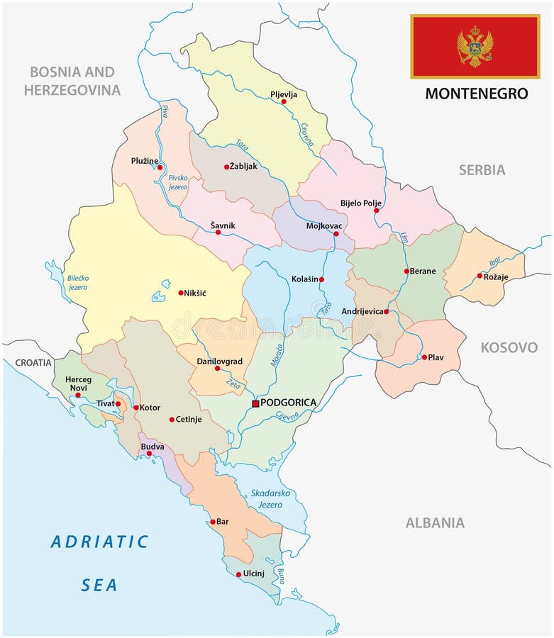 Montenegro kaart stock illustratie. Illustration of administratief ...