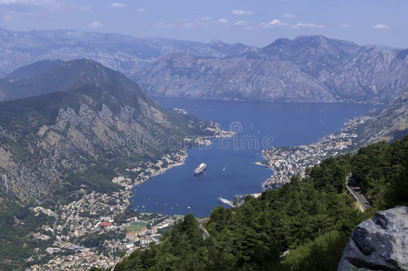 Montenegro, Kotor, View of the Bay of Kotor from the Mountain ...