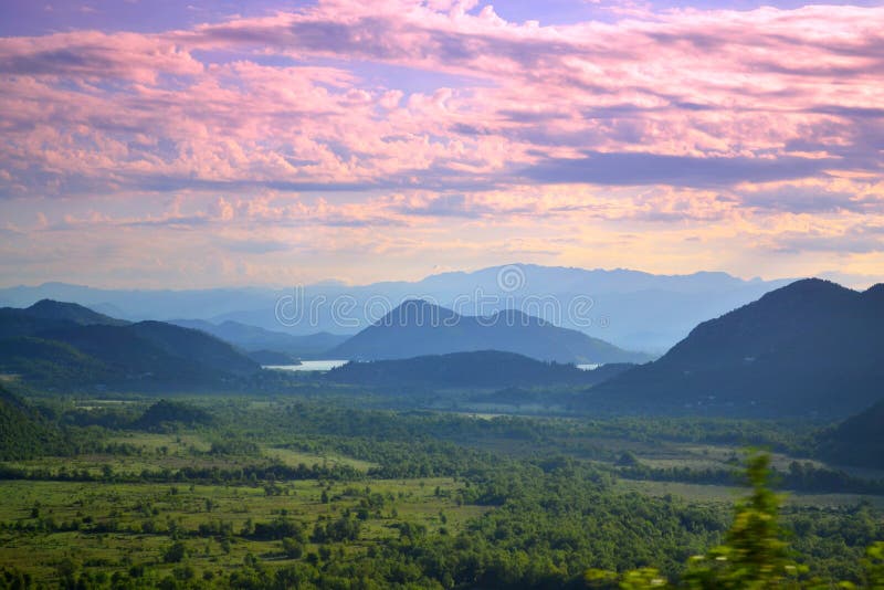 Montenegro landscape stock image. Image of lake, houses - 65198781