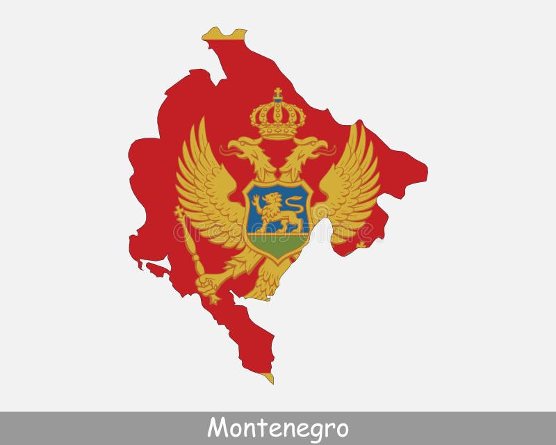 Montenegro Flag Black and White. Country National Emblem Banner Stock ...