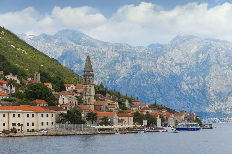 Montenegro. Perast city stock photo. Image of scenery - 56209578