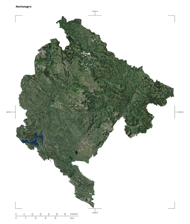 Montenegro Shape on White. Low-res Satellite Stock Illustration ...