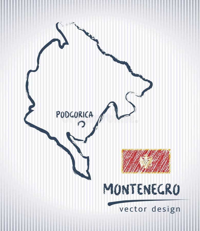 Montenegro Vector Chalk Drawing Map Isolated on a White Background ...