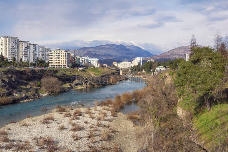 Montenegro. View of Podgorica City and Moraca River Stock Image - Image ...