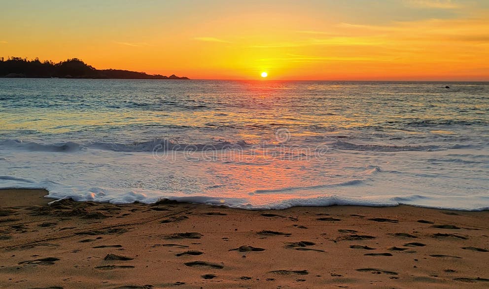 Monterey Beach sunset stock photo. Image of shore, sunset - 261865492