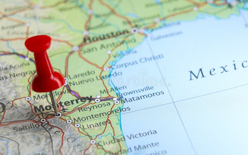 Monterrey, Mexico Pin on Map Stock Image - Image of state, journey ...