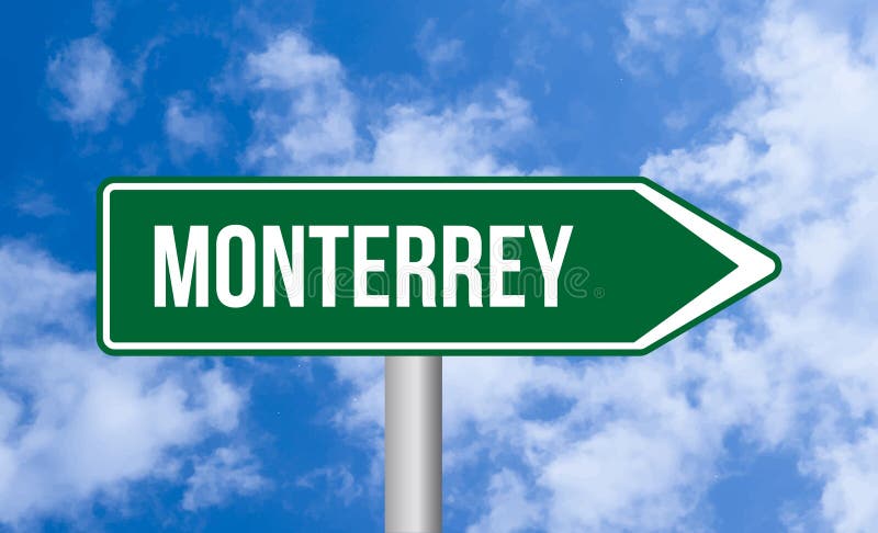 Monterrey Road Sign on Cloudy Sky Background Stock Photo - Image of ...