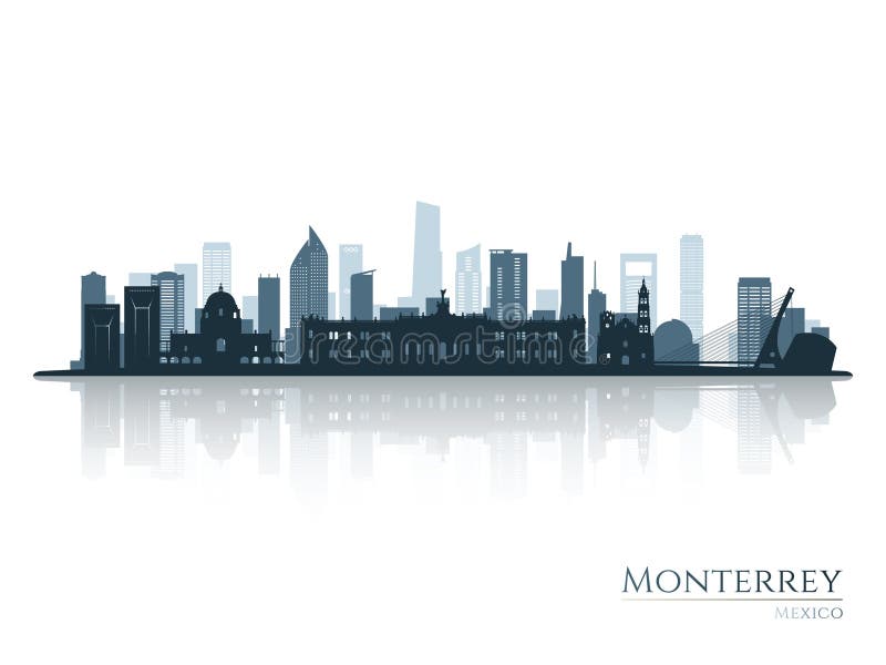 Monterrey Skyline Silhouette with Reflection. Stock Vector ...