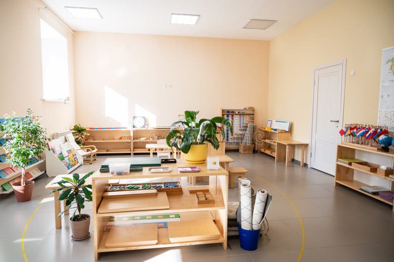 Montessori Classroom Interior Stock Photo - Image of children, play ...