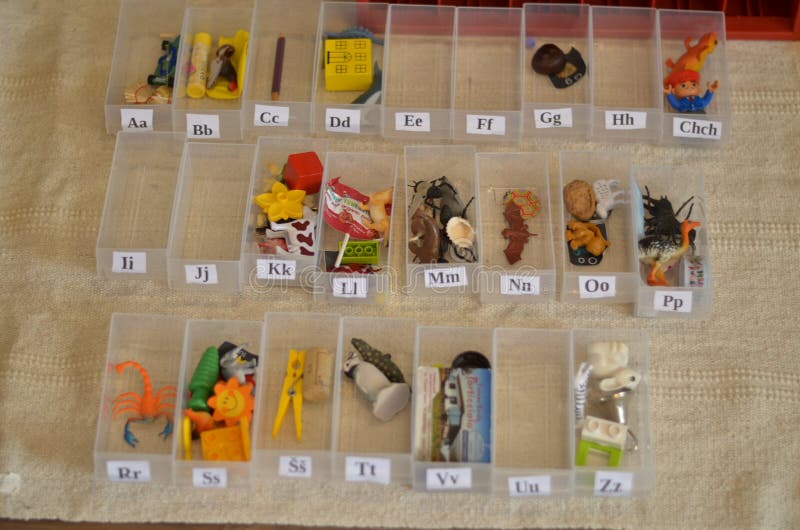 Montessori Handmade Alphabet Box Stock Image - Image of begginning ...