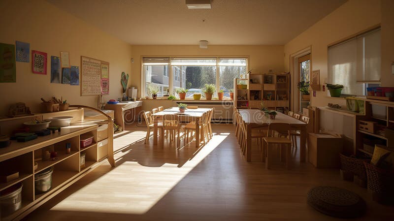 Montessori Kindergarten Preschool Classroom. AI Generative Stock ...
