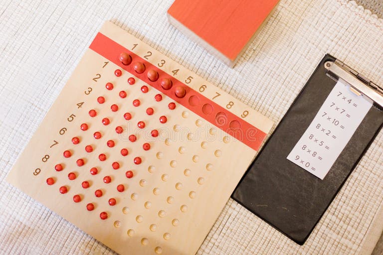 Montessori Math Board with Red Beads Stock Photo - Image of montessori ...