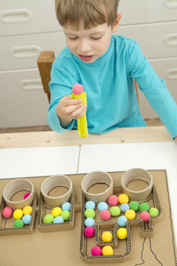 Montessori Methodology Task To Sort Different Colors. Stock Photo ...