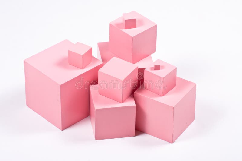 Montessori Pink Cubes stock image. Image of isolated - 30379991