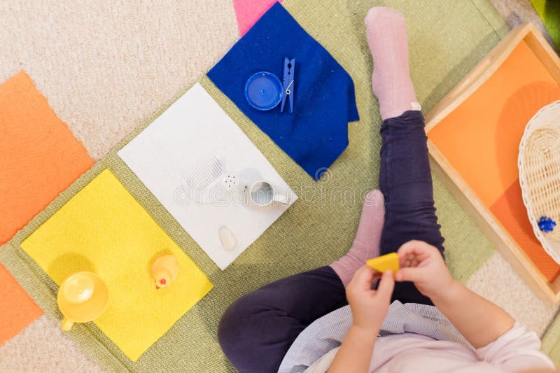 Montessori Sorting Activity with Colorful Objects Stock Image - Image ...