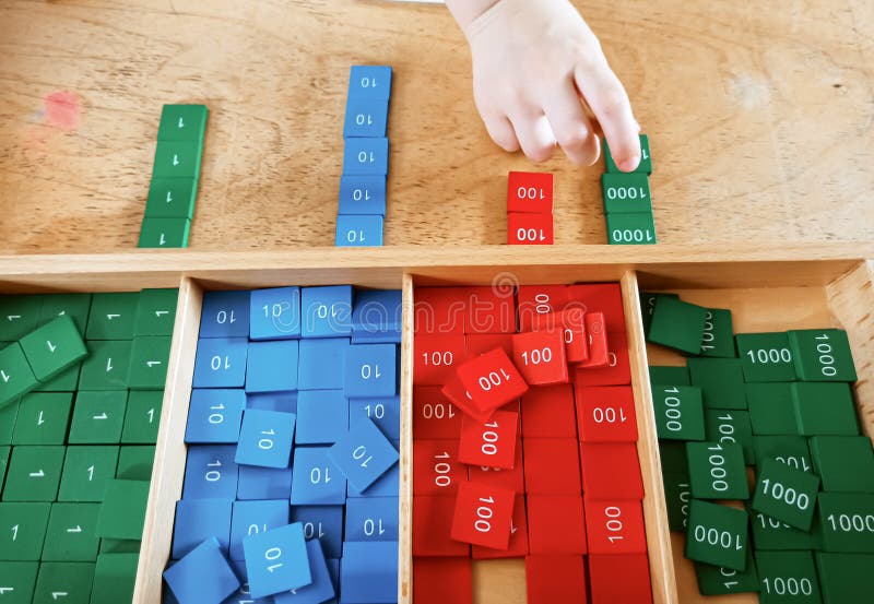 Montessori Stamp Game Material Stock Image - Image of math, stamp ...