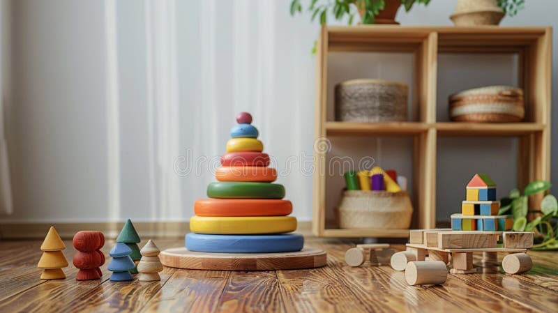 Montessori Teaching Pedagogy , Kid Play Concept, Generated AI Stock ...