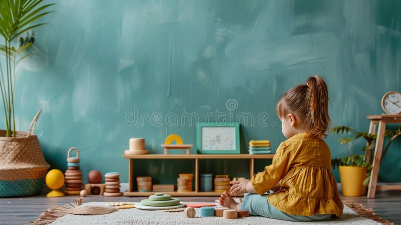 Montessori Teaching Pedagogy , Kid Play Concept, Generated AI Stock ...
