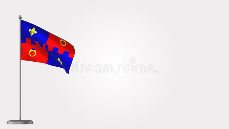 Montgomery County 3D Waving Flag Illustration on Flagpole. Stock ...
