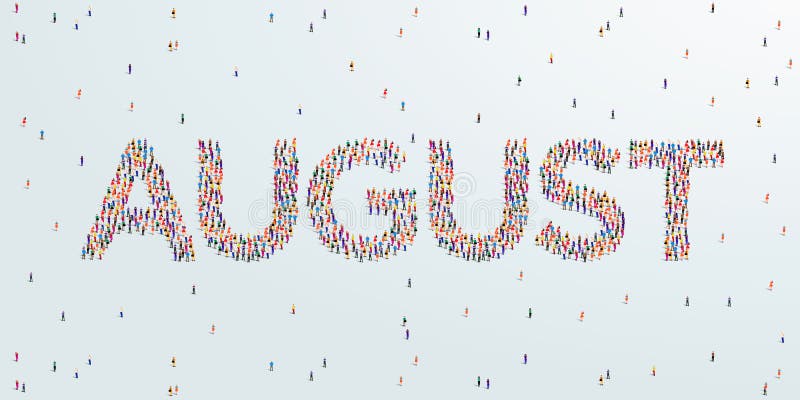 Month August. Large Group of People Form To Create August Stock Vector ...