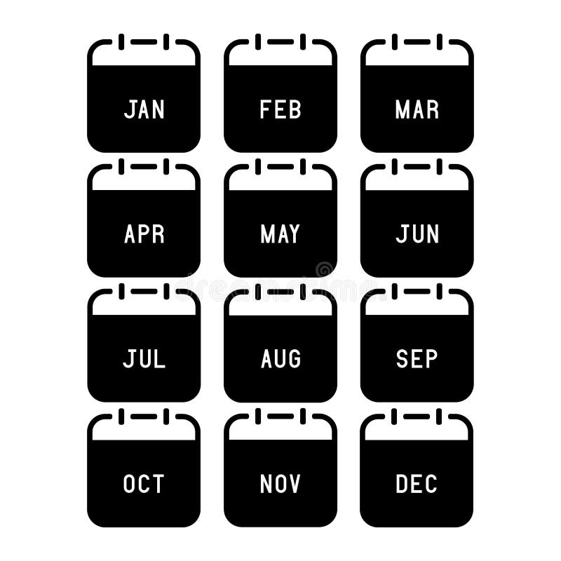 Month Calendar Flat Icon on White Background Stock Vector ...