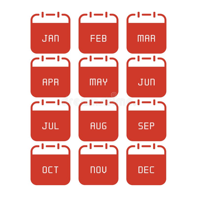 Month Calendar Flat Icon on White Background Stock Vector ...