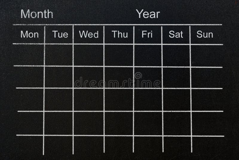 Month calendar grid stock image. Image of chalk, event - 74765913