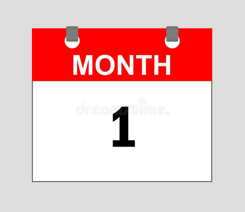 Month Calendar 1 Icon Red and White, Calendar Vector, Date Icon Symbol ...