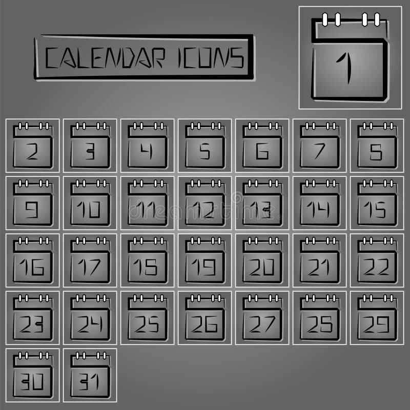 Month Calendar Icons Set stock vector. Illustration of diary - 33807545