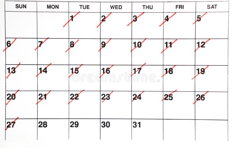 Month Calendar and Marked Days Stock Image - Image of notebook, decor ...