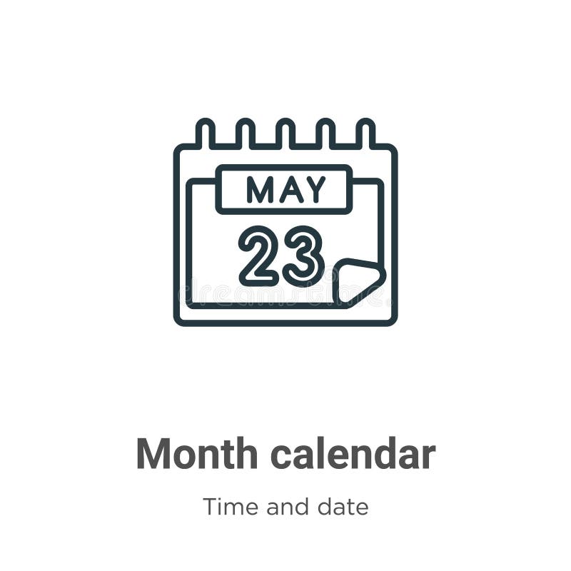 Month Calendar Outline Vector Icon. Thin Line Black Month Calendar Icon ...