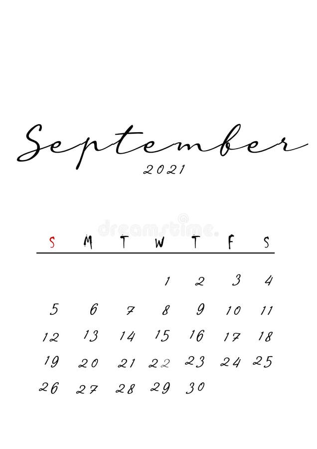 September. Monthly Logo. Hand-lettered Header on White Background Stock ...