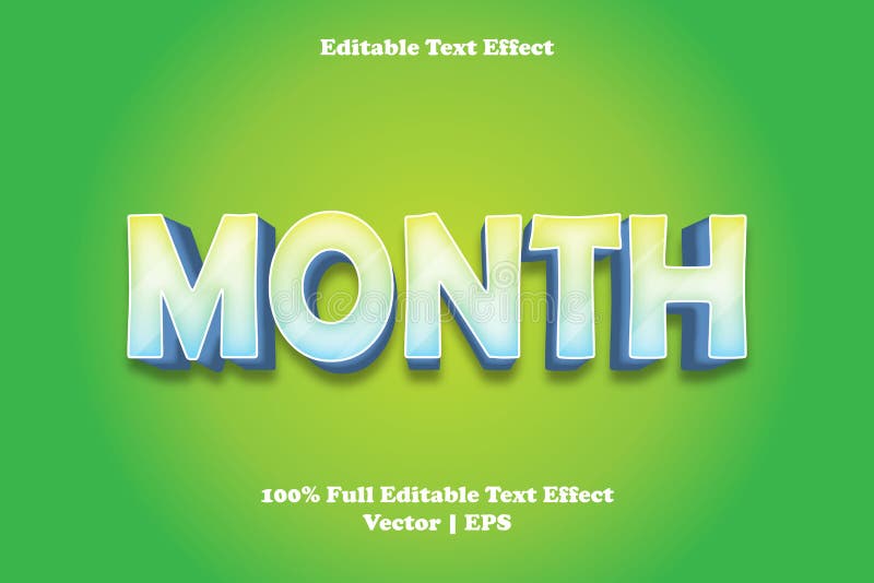 Month Editable Text Effect Cartoon Style Stock Vector - Illustration of ...