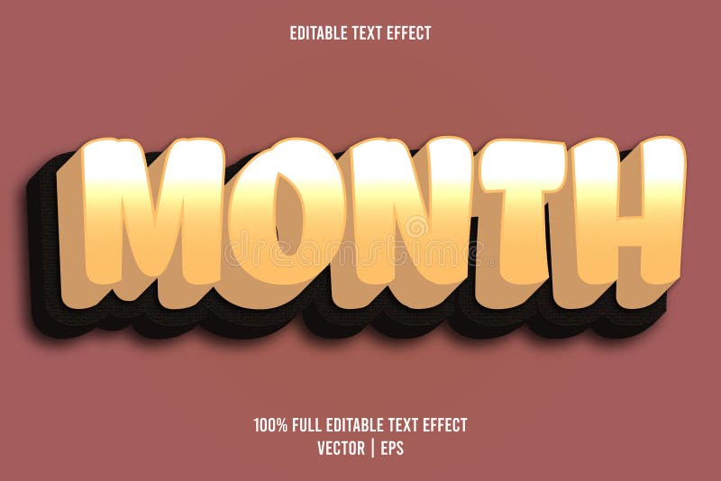 Month Editable Text Effect Comic Style Yellow Color Stock Vector ...