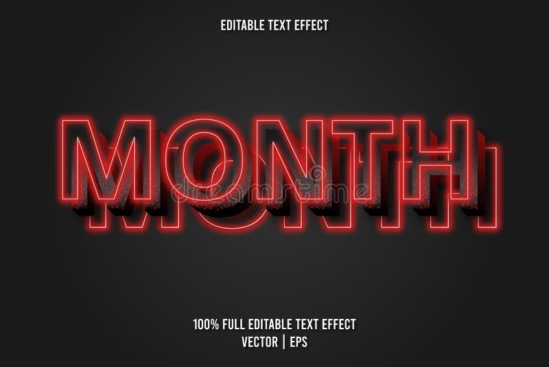Month Editable Text Effect Neon Style Stock Vector - Illustration of ...