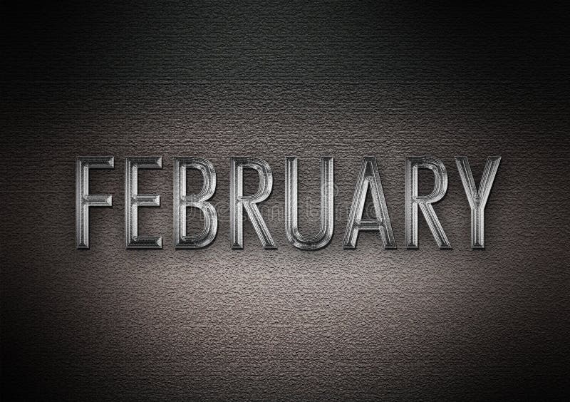 Month of February Metallic Text Graphic for Headers and Titles Stock ...