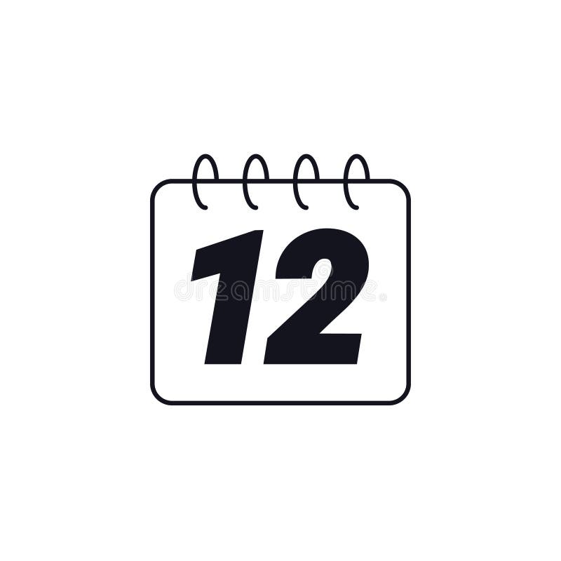 12 Month Icon with Calendar, Vector Stock Illustration - Illustration ...