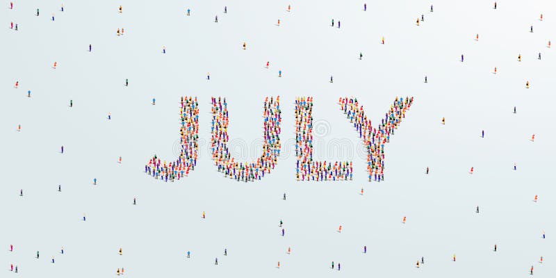 Month July. Large Group of People Form To Create July Stock Vector ...