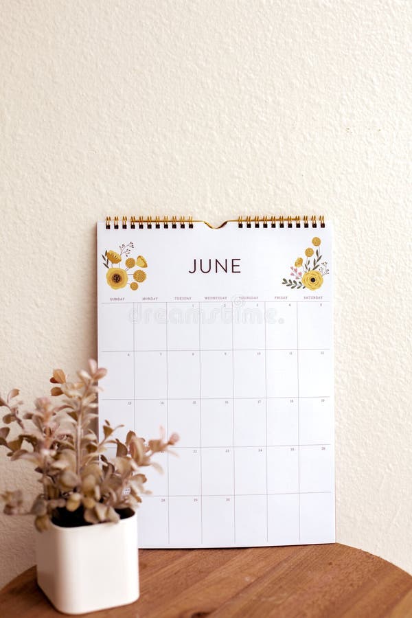 Month of June Calenday Page with Empty Dates on the Table with House ...