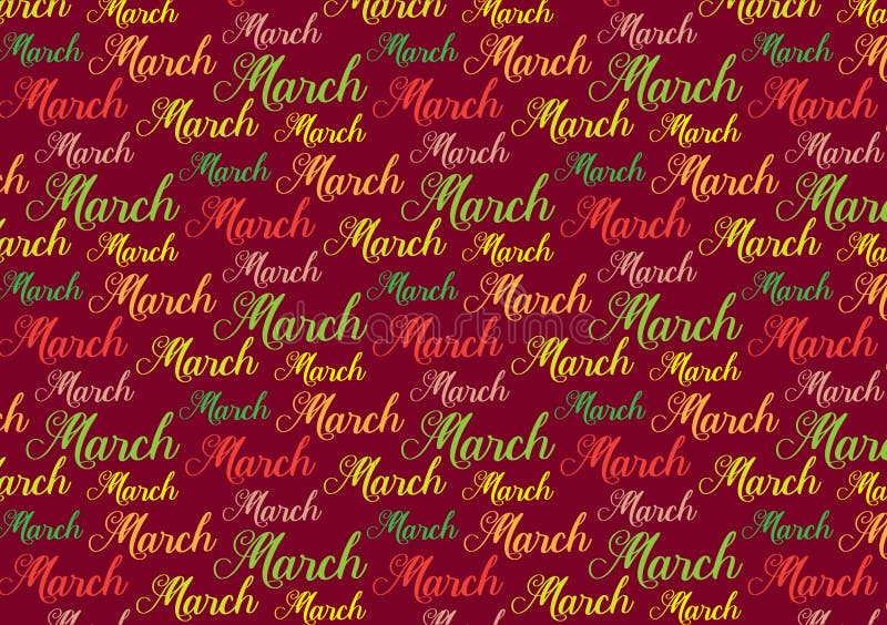 Month of March Text Pattern Wallpaper Stock Illustration - Illustration ...