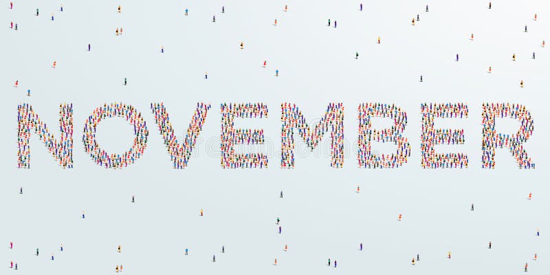 Month November. Large Group of People Form To Create November Stock ...