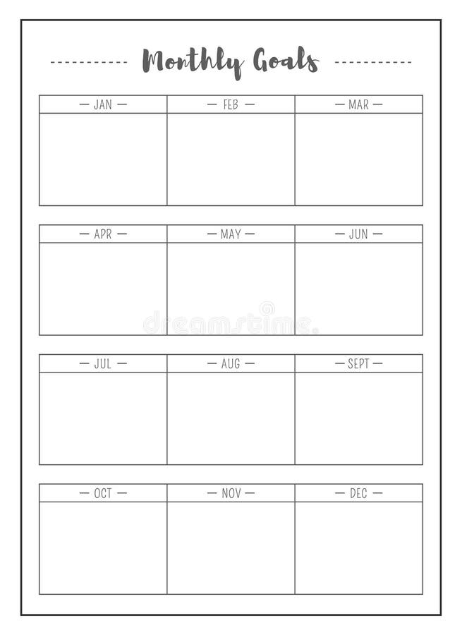Month Task Minimalist Planner Page Design Stock Vector - Illustration ...