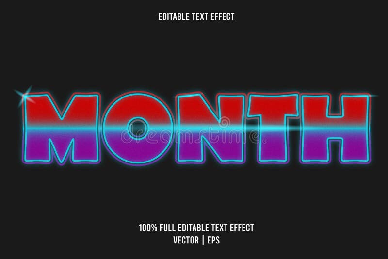 Month Editable Text Effect Neon Style Stock Vector - Illustration of ...