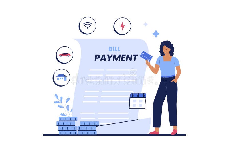 Monthly Bill Payment Flat Illustration Stock Illustration ...