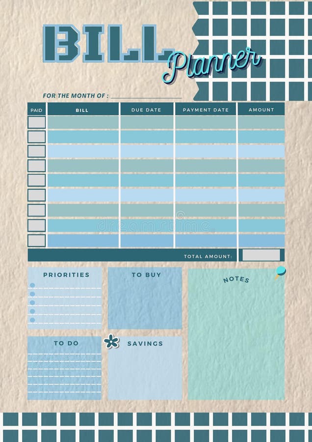 Monthly Bill Planner Digital Planning Insert Sheet Printable Page ...
