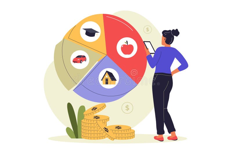 Monthly Budget Allocation and Expense Tracker Illustration Stock Vector ...